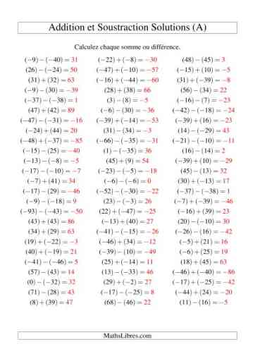 Maîtriser les opérations avec les nombres relatifs : Addition ...